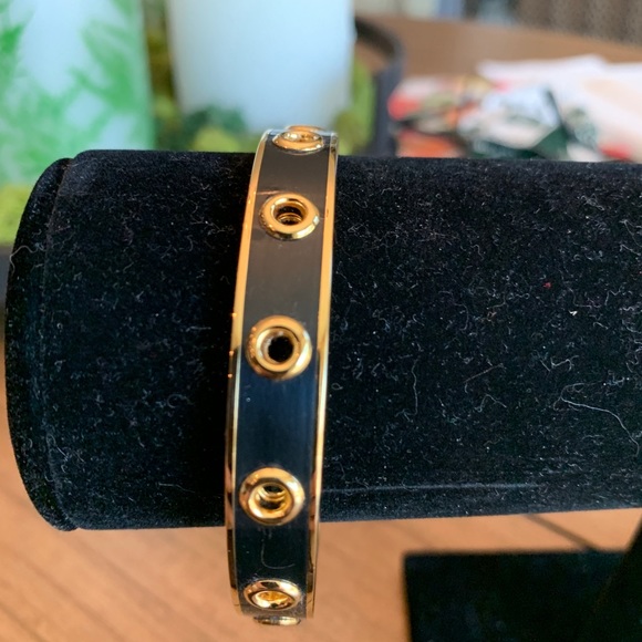 Coach | Jewelry | Coach Thin Grommet Bangle Blackgold Metal | Poshmark